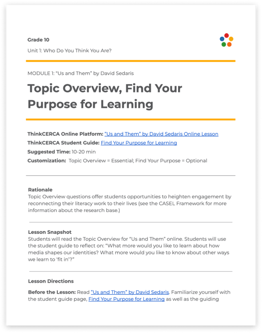 Core Curriculum Sample - Grade 9